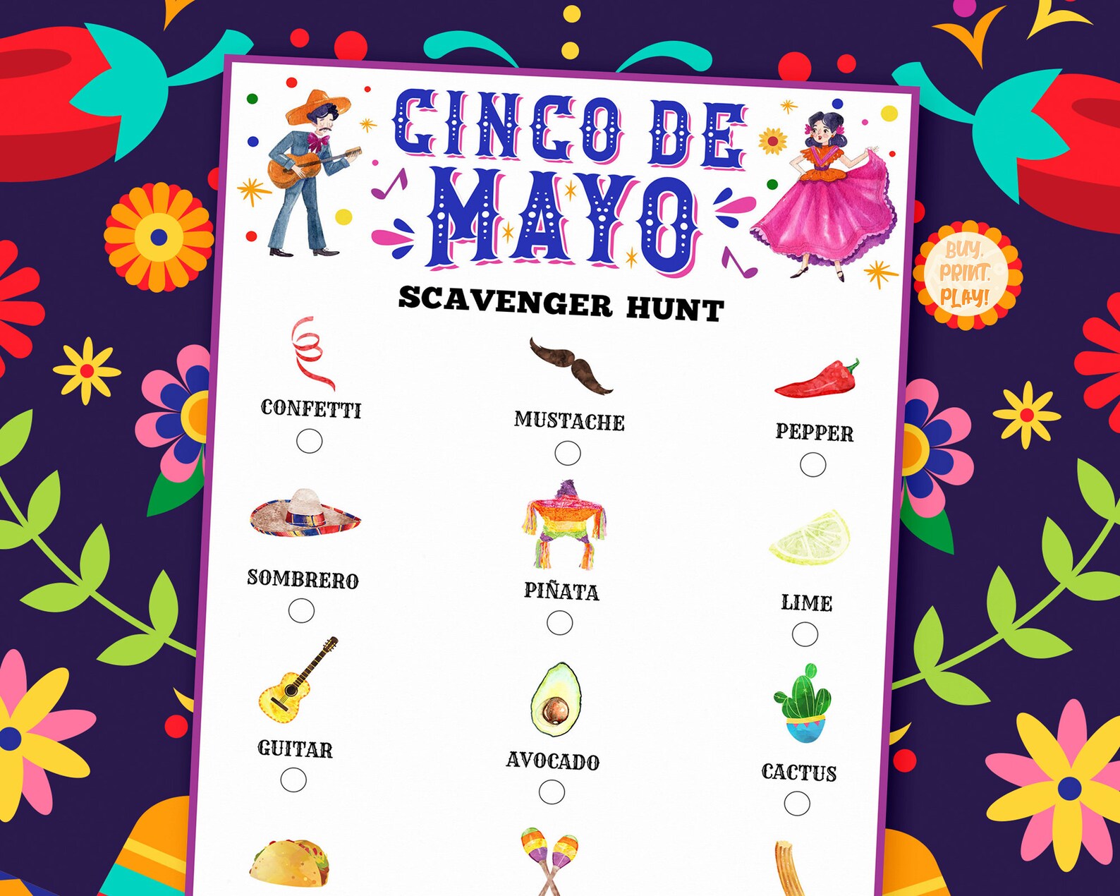 Cinco De Mayo Games Scavenger Hunt Family Games for Kids - Etsy