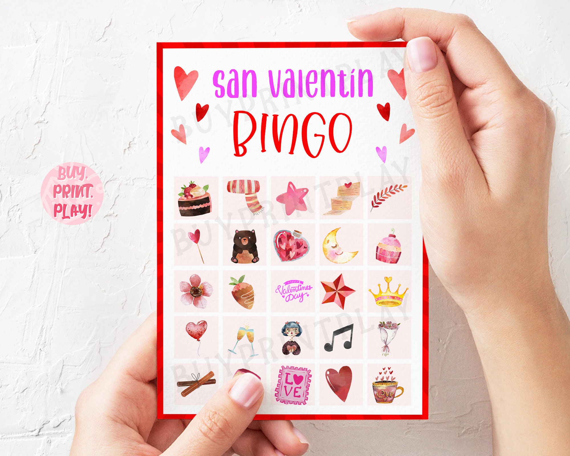 Valentines Day Bingo in Spanish Games for Kids and Adults - Etsy