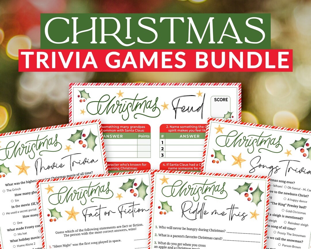 5 Christmas Trivia Games Bundle | Party Games for Adults | Christmas ...