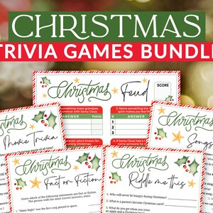 5 Christmas Trivia Games Bundle Party Games for Adults Christmas Family ...