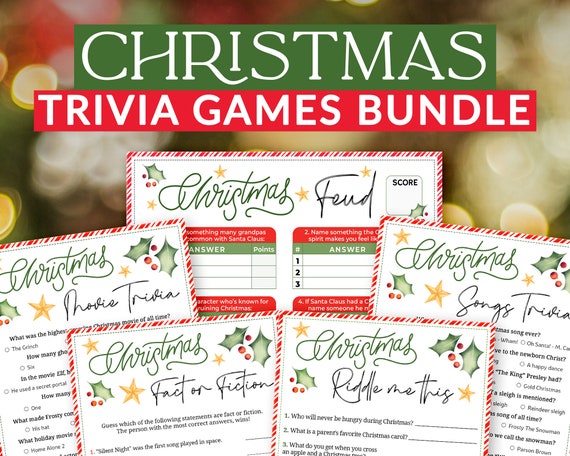 5 Christmas Trivia Games Bundle Party Games for Adults | Etsy