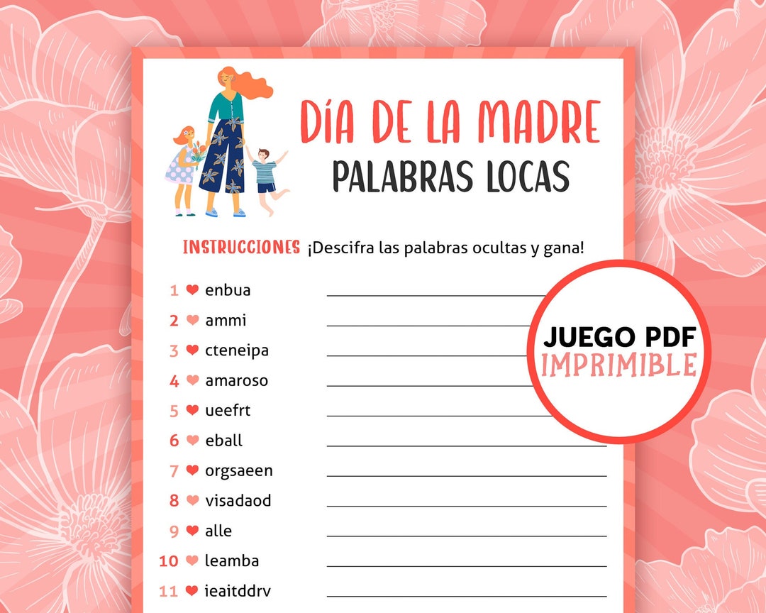 Mothers Day Games in Spanish - Word Scramble | Printable Games for ...
