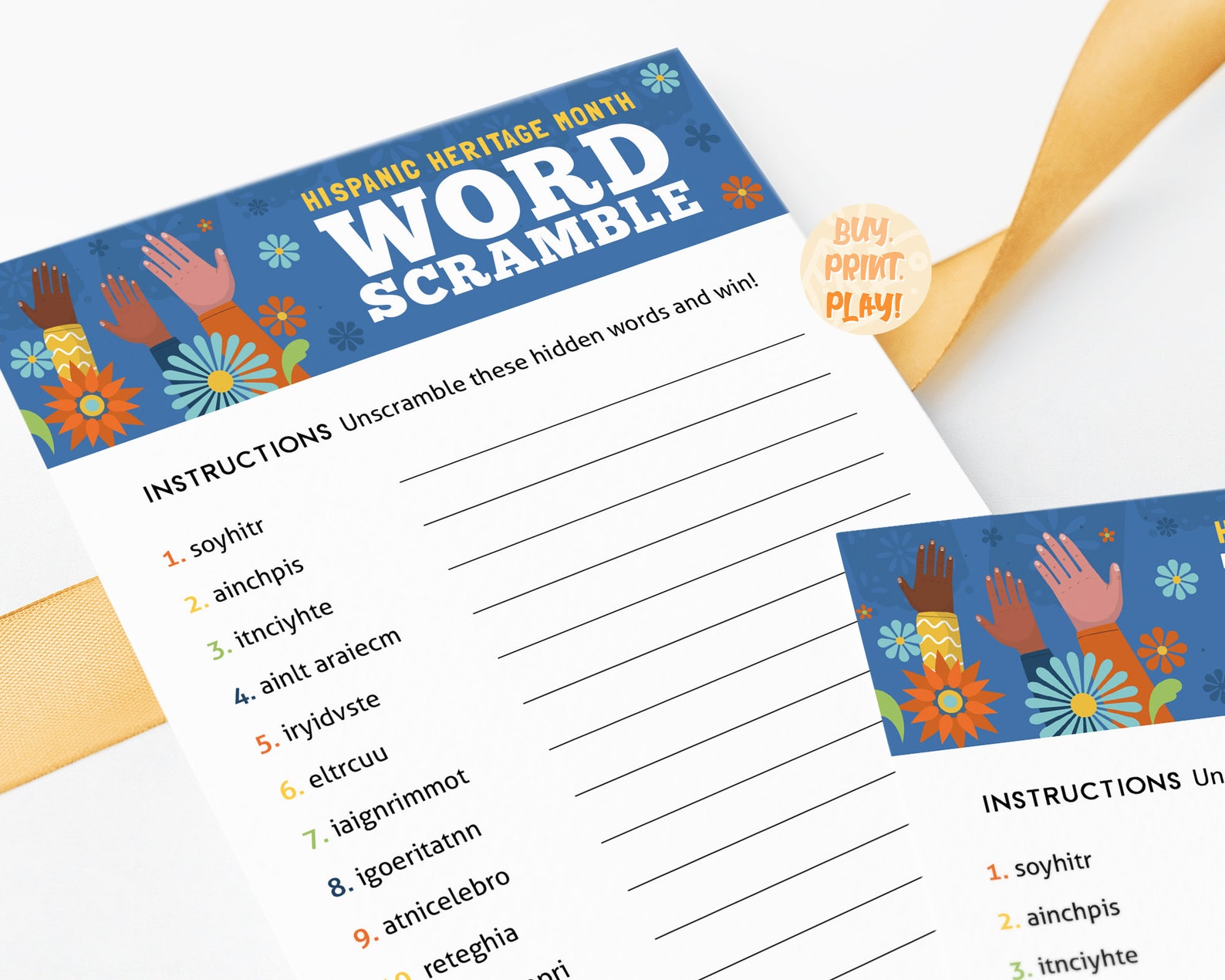 Hispanic Heritage Month Word Scramble Latino Heritage - Etsy