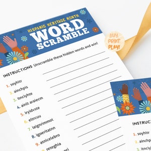 Hispanic Heritage Month Word Scramble | Latino Heritage American ...