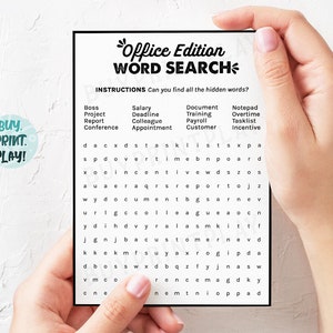 Office Party Word Search | Work Printable Games | Ice Breaker & Team ...