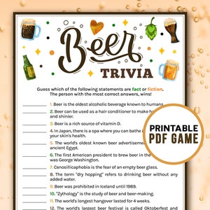 Beer Trivia - Fact or Fiction | Printable Party Games for Adults ...