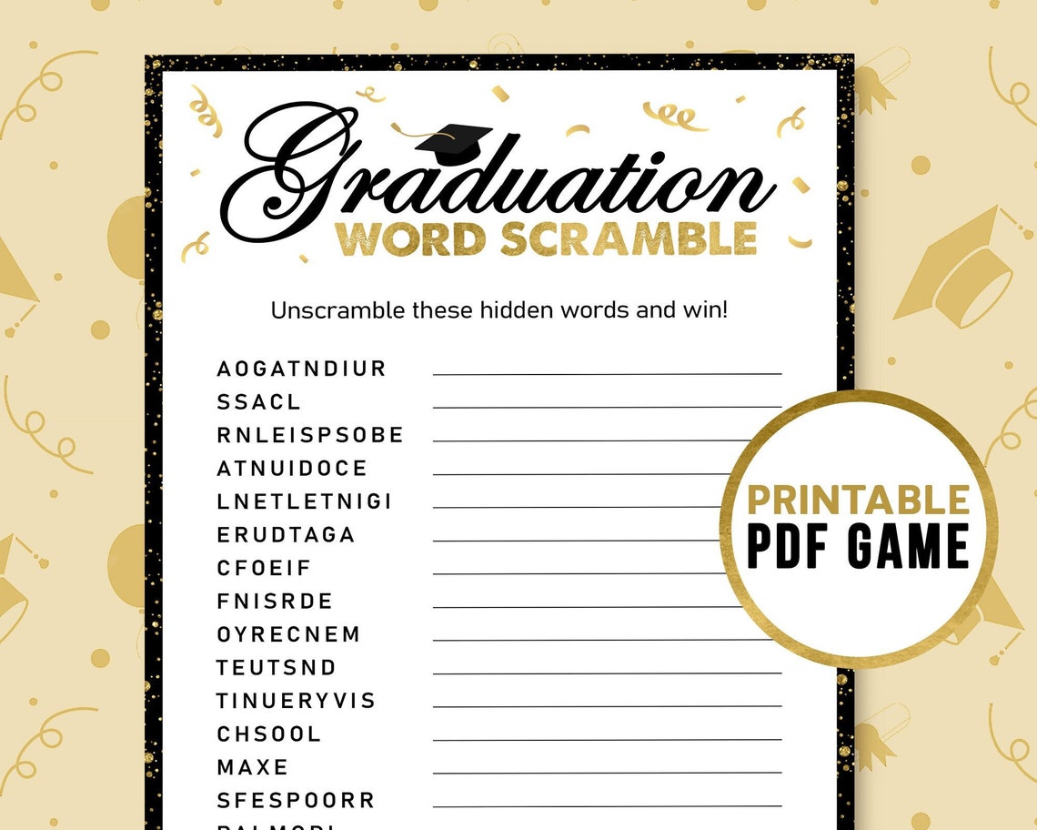 Graduation Party Word Scramble Class of 2022 Printable Games - Etsy