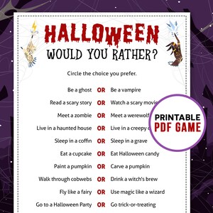 Halloween Would You Rather Printable Party Games Spooky This or That ...
