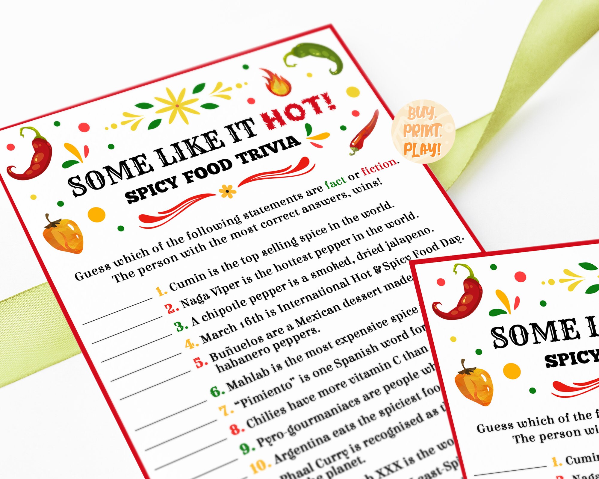 Cinco De Mayo Party Games Spicy Food Trivia Printable - Etsy