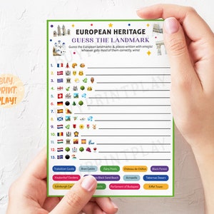 European Heritage Emoji Quiz Educational Activity Landmarks - Etsy
