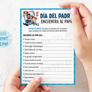 Spanish Fathers Day Find the Guest Dad | Printable Games for Adults ...