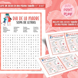 Spanish Word Search for Mothers Day | Printable Games for Kids & Adults ...
