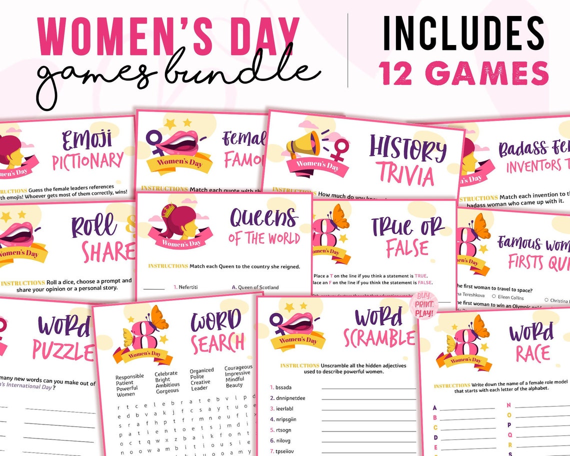 International Women's Day Activity Games Pack Womens - Etsy