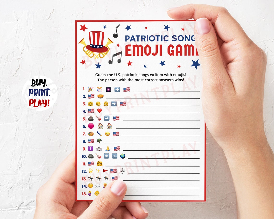 4th of July Emoji Game: Patriotic Songs Trivia Emoji - Etsy