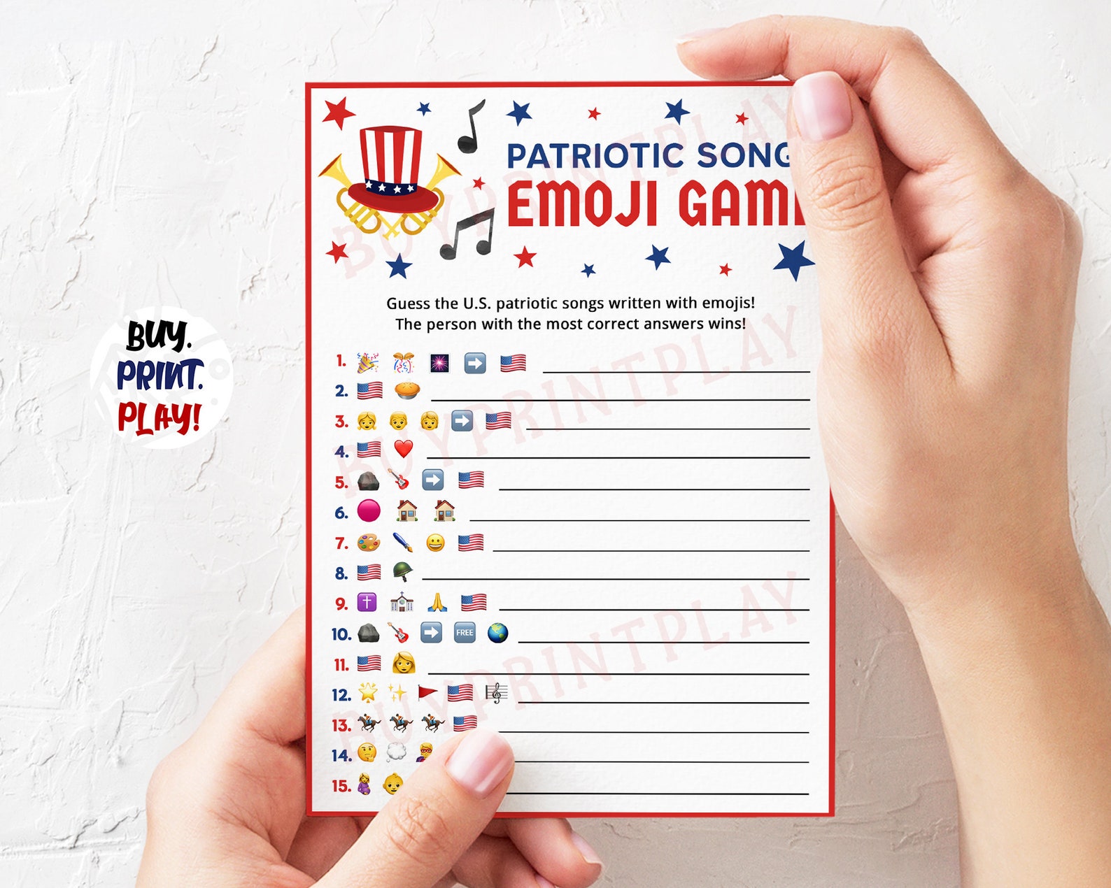 4th of July Emoji Game: Patriotic Songs Trivia Emoji - Etsy