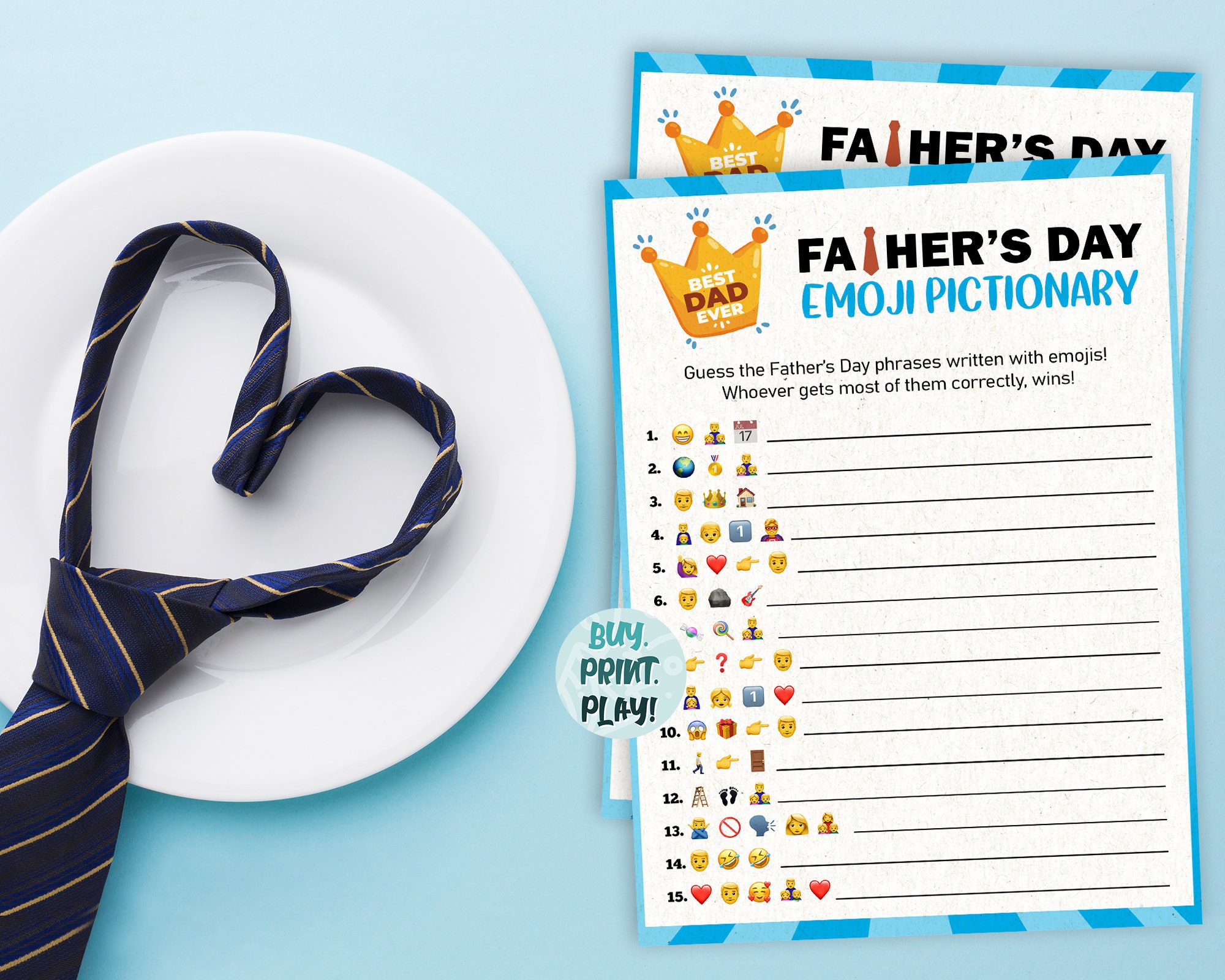 Fathers Day Emoji Pictionary Game Printable Activity for | Etsy