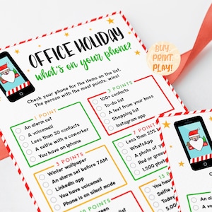 Office Holiday Party Whats on Your Phone | Christmas Workplace Games for Coworkers & Employees ...