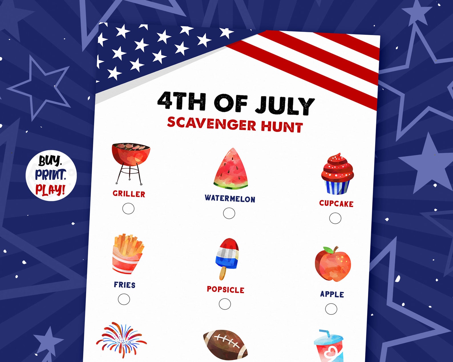 4th of July Scavenger Hunt for Kids Independence Day | Etsy