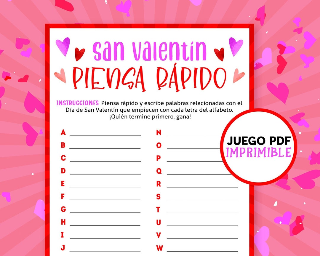 Juegos de San Valentin - Piensa Rápido | Imprimibles en español ...