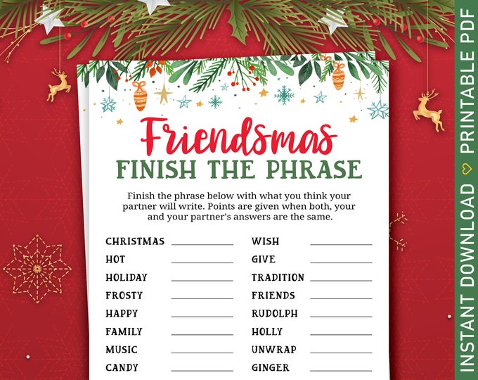 Friendsmas Finish My Phrase | Christmas Party Games for Adults | Xmas ...