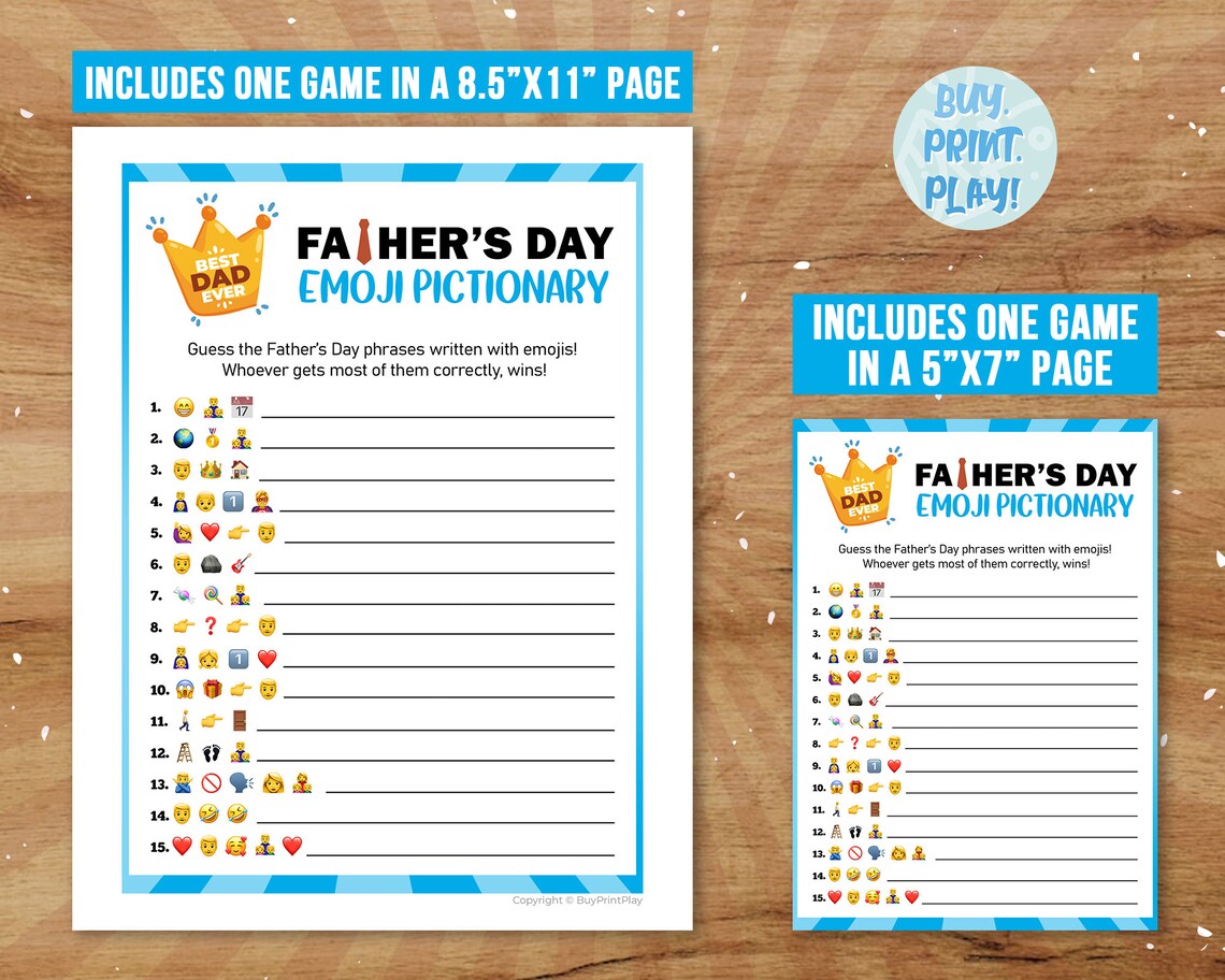 Fathers Day Emoji Pictionary Game Printable Activity for | Etsy