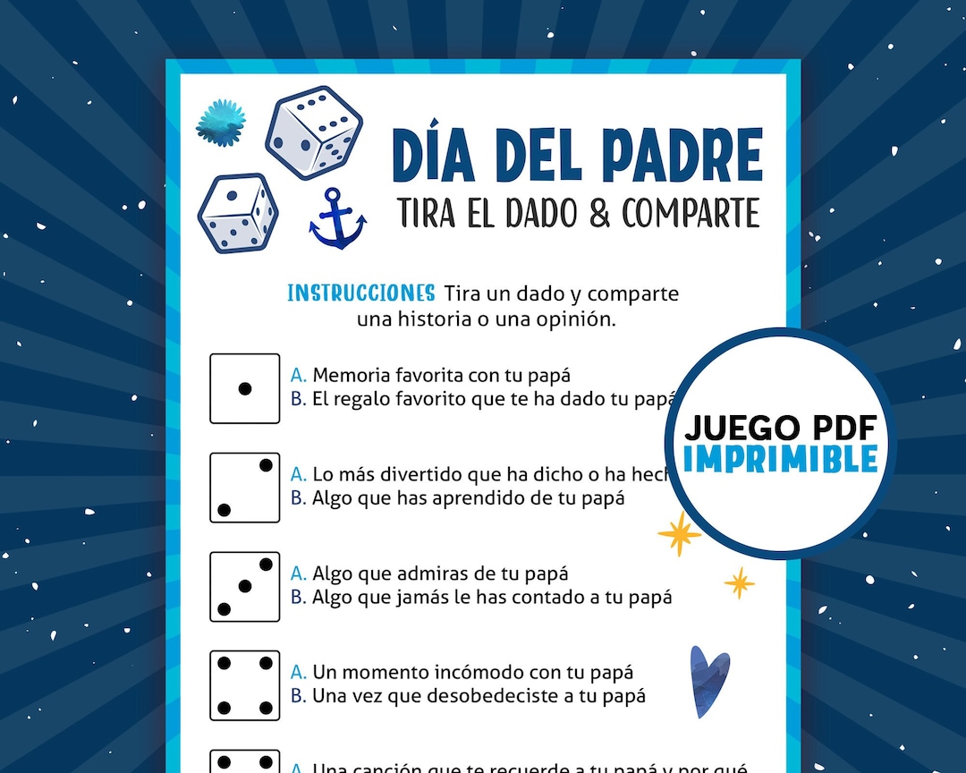 Spanish Fathers Day Dice Game | Juegos Del Dia Del Padre En Español ...