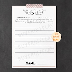 Family Reunion Games - Who Am I | Family Gathering Activity | Party ...