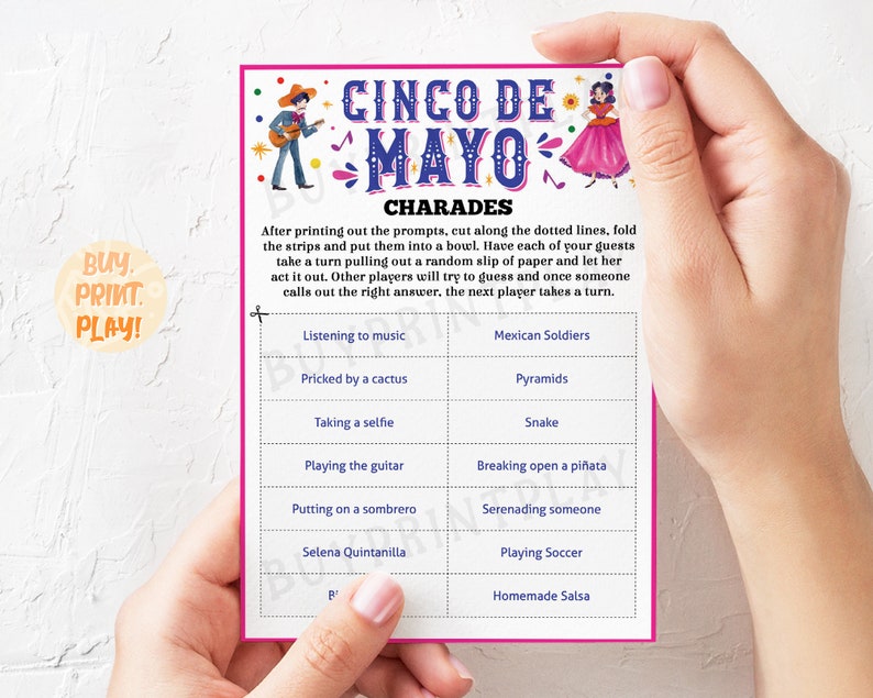 Cinco De Mayo Games Charades & Pictionary Mexican Fiesta - Etsy
