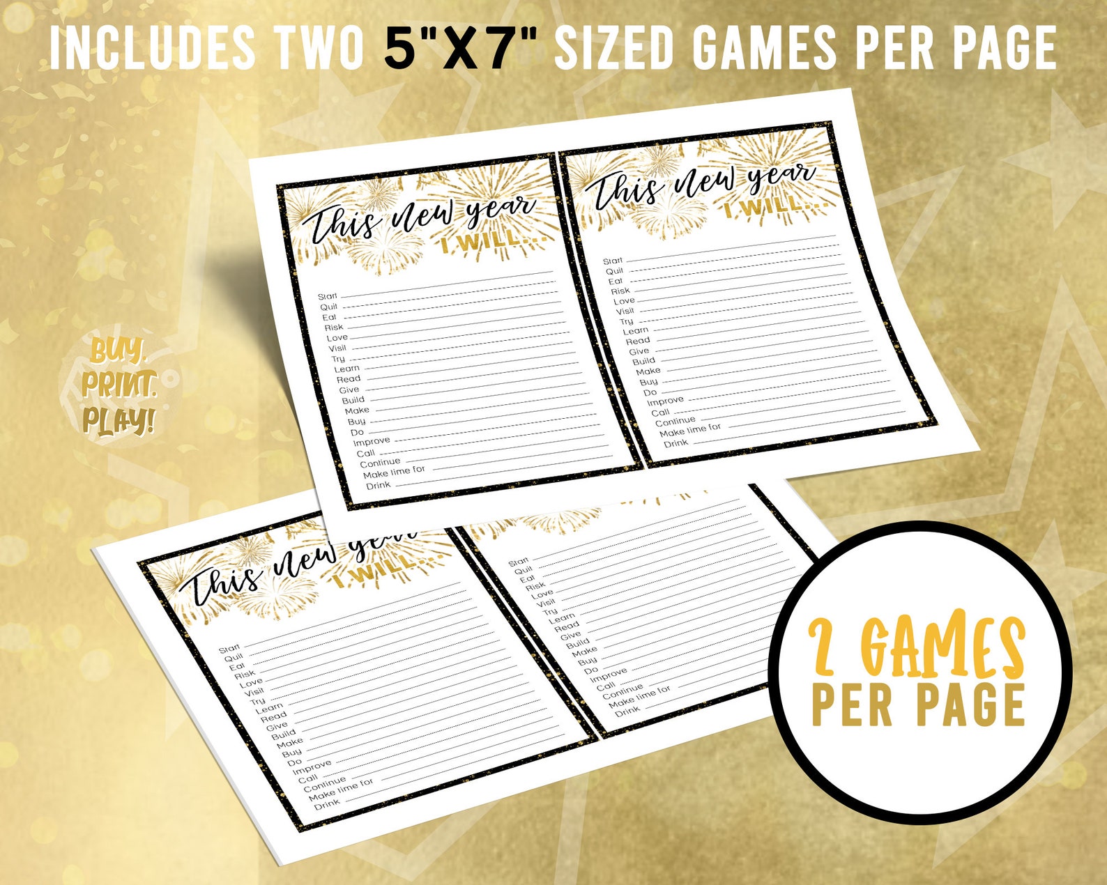 2023 New Year Resolutions Printable Game This Year I Will - Etsy