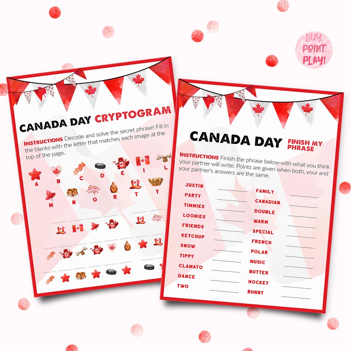 8 Canada Day Games Pack Printable Games Bundle Print at - Etsy