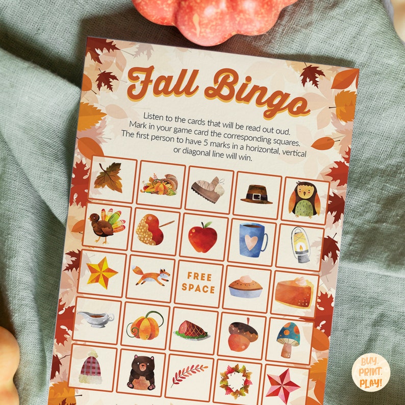 Fall Bingo Game Fall Time Activities for Adults & Kids - Etsy