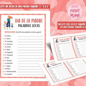 Mothers Day Games in Spanish - Word Scramble | Printable Games for ...