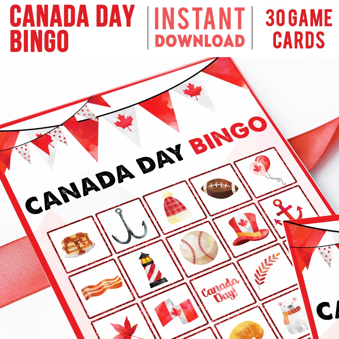 Canada Day Bingo Game Printable Bingo for Kids Print at - Etsy