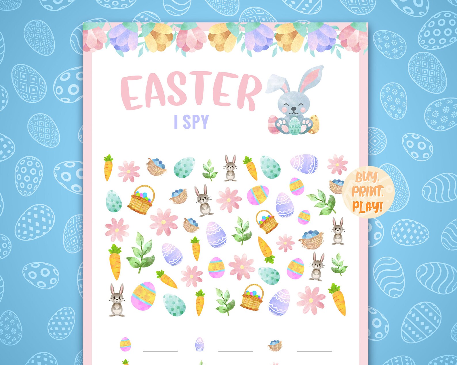 Cute Easter Games I Spy Printable Egg Hunt I Spy Easter | Etsy