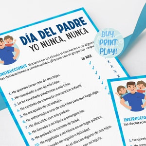Fathers Day Never Have I Ever in Spanish Games for Adults Juegos Del ...