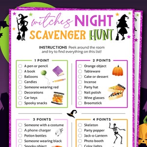 Witches Night Scavenger Hunt Halloween Ladies Night Games Girls Night ...