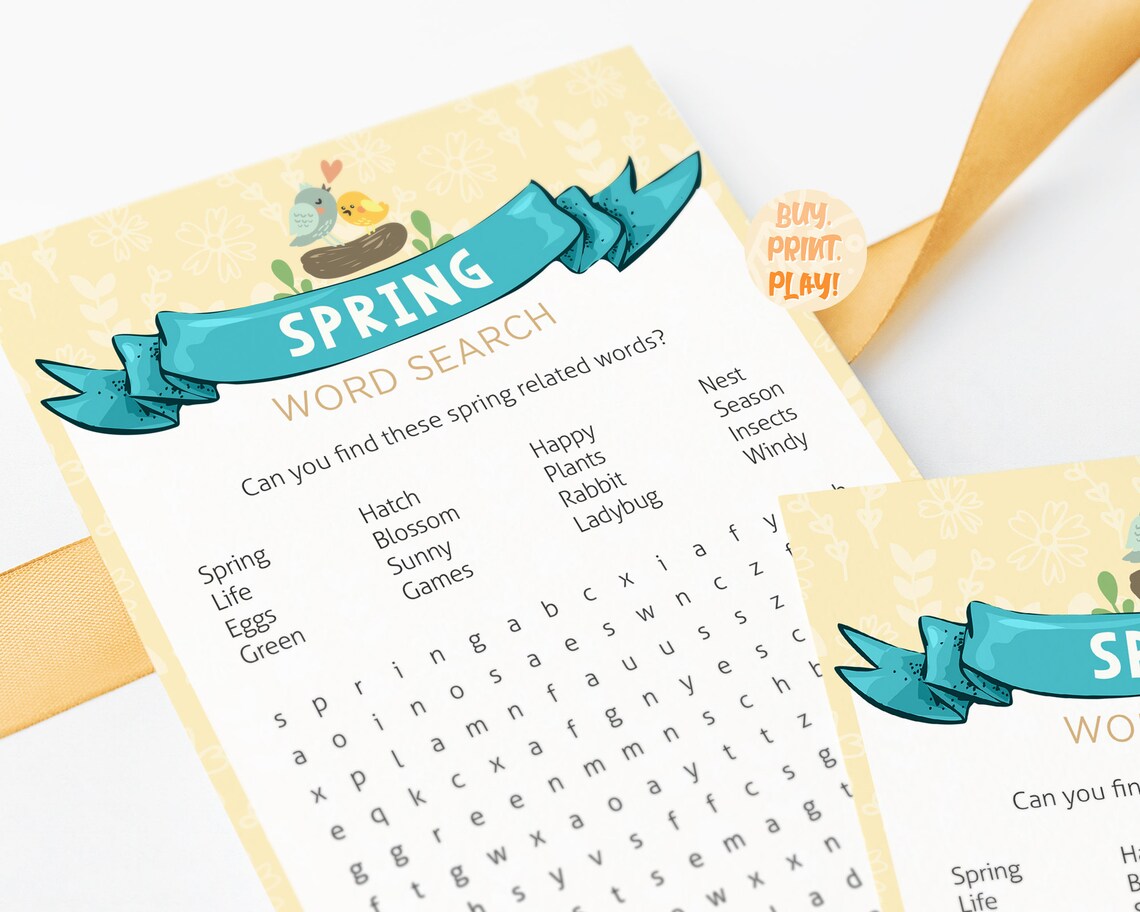 Fun Spring Word Search Printable Games for Kids & Adults | Etsy