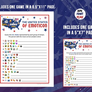 US States Emoji Pictionary Game | 4th of July Games | USA Patriotic ...
