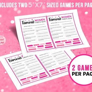 Women Firsts Trivia | Ladies Night Games | Girls Night in & Out Quiz ...