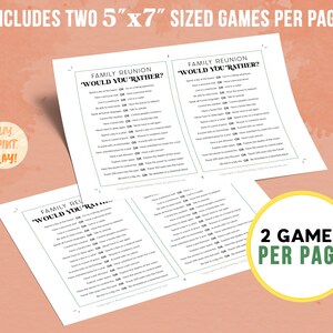 Printable Would You Rather Game | Family Reunion Party Activities ...
