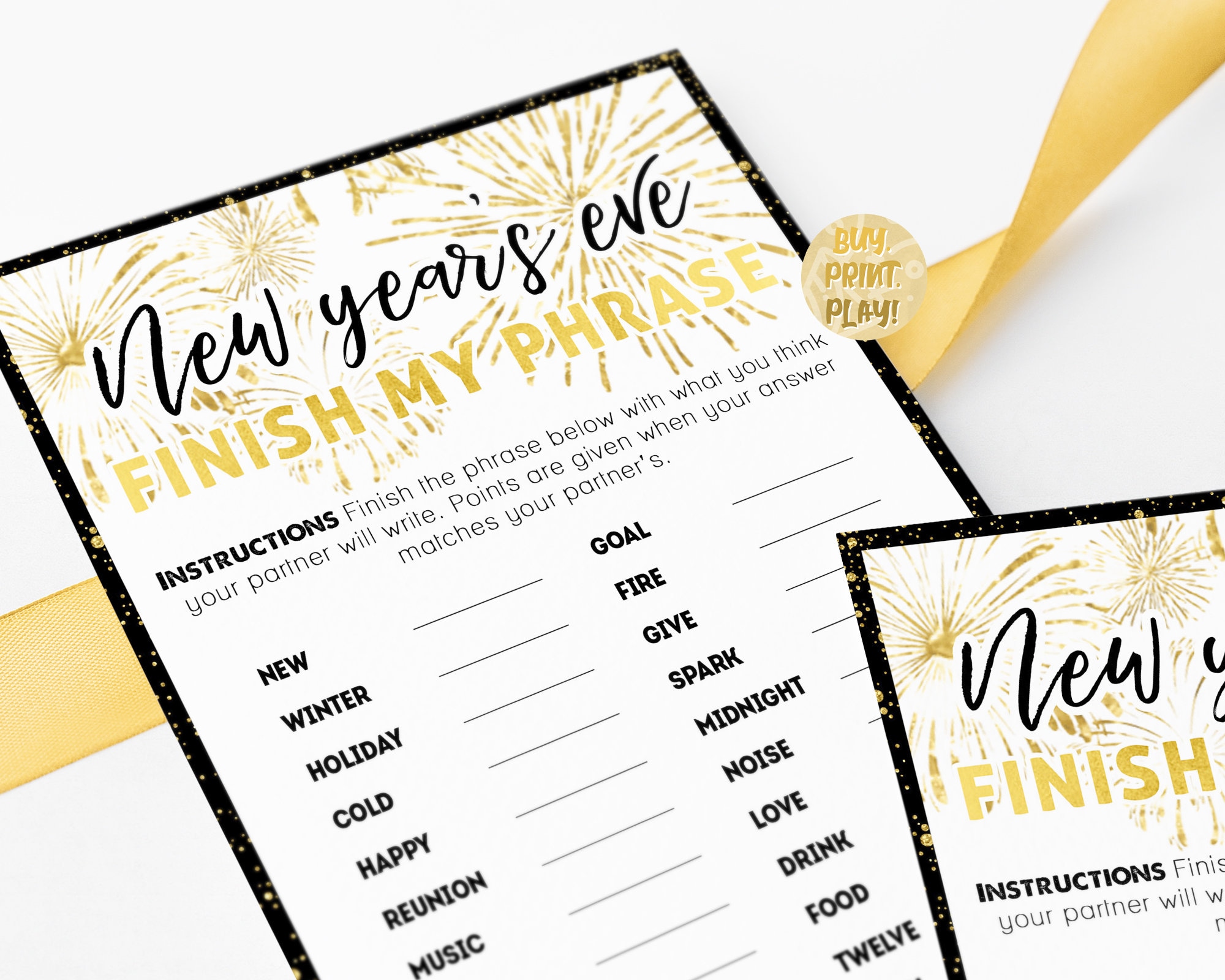 New Years Finish the Phrase Games for Kids & Adults 2022 - Etsy