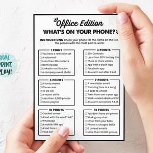 Whats on Your Phone | Office Work Party & Team Building Printable Game ...
