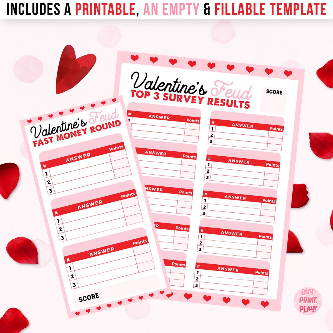 Valentines Family Feud Game Valentines Day Games Printable | Etsy