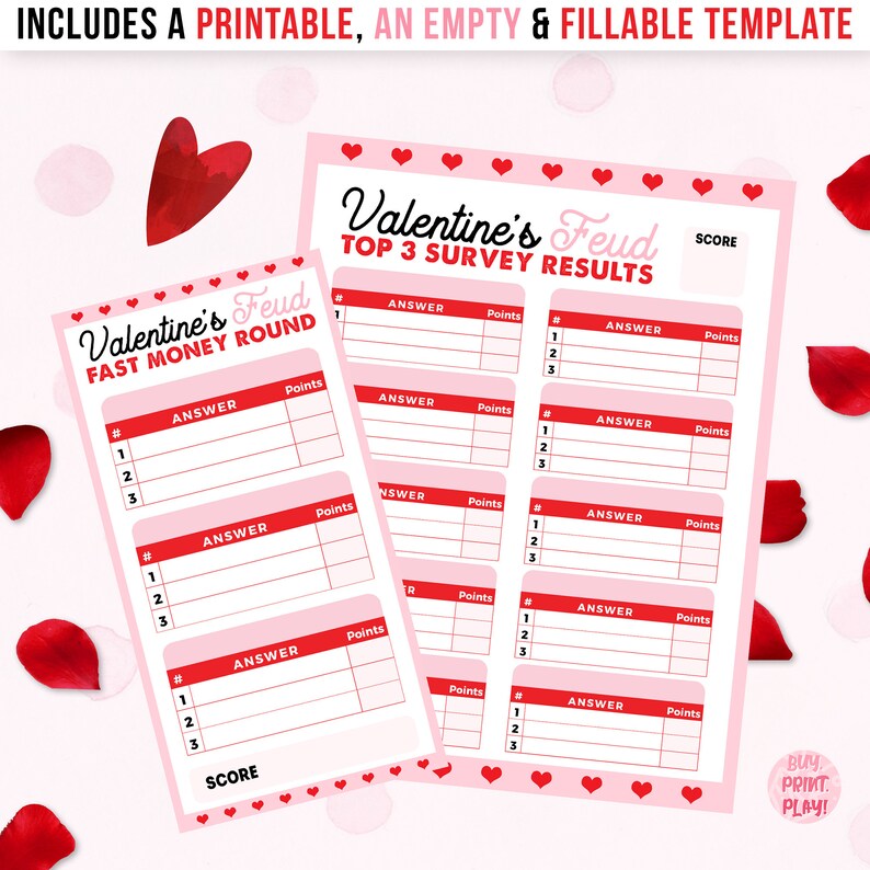 Valentines Family Feud Game Valentines Day Games Printable | Etsy