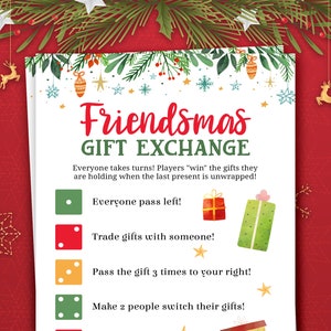Friendsmas Gift Exchange Dice Game | Christmas Party Games for Adults ...
