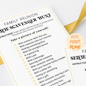Family Reunion Selfie Scavenger Hunt | Family Gathering Party Games ...