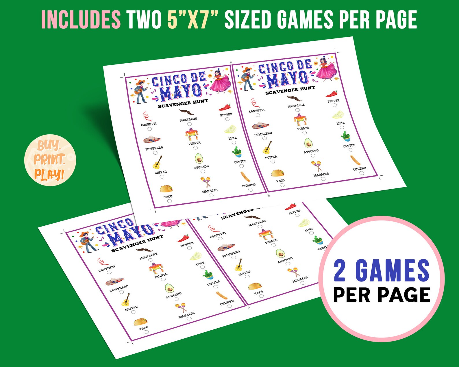 Cinco De Mayo Games Scavenger Hunt Family Games for Kids - Etsy