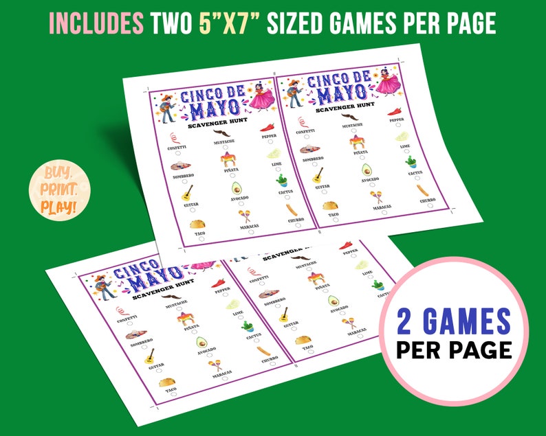 Cinco De Mayo Games Scavenger Hunt Family Games for Kids - Etsy
