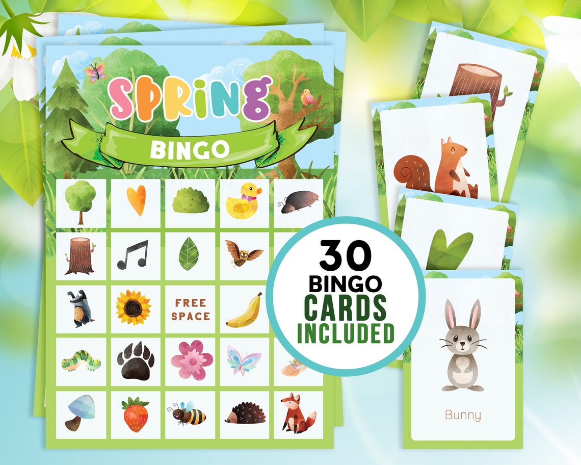 Fun Spring Kids Bingo Game Springtime Printable Picture - Etsy