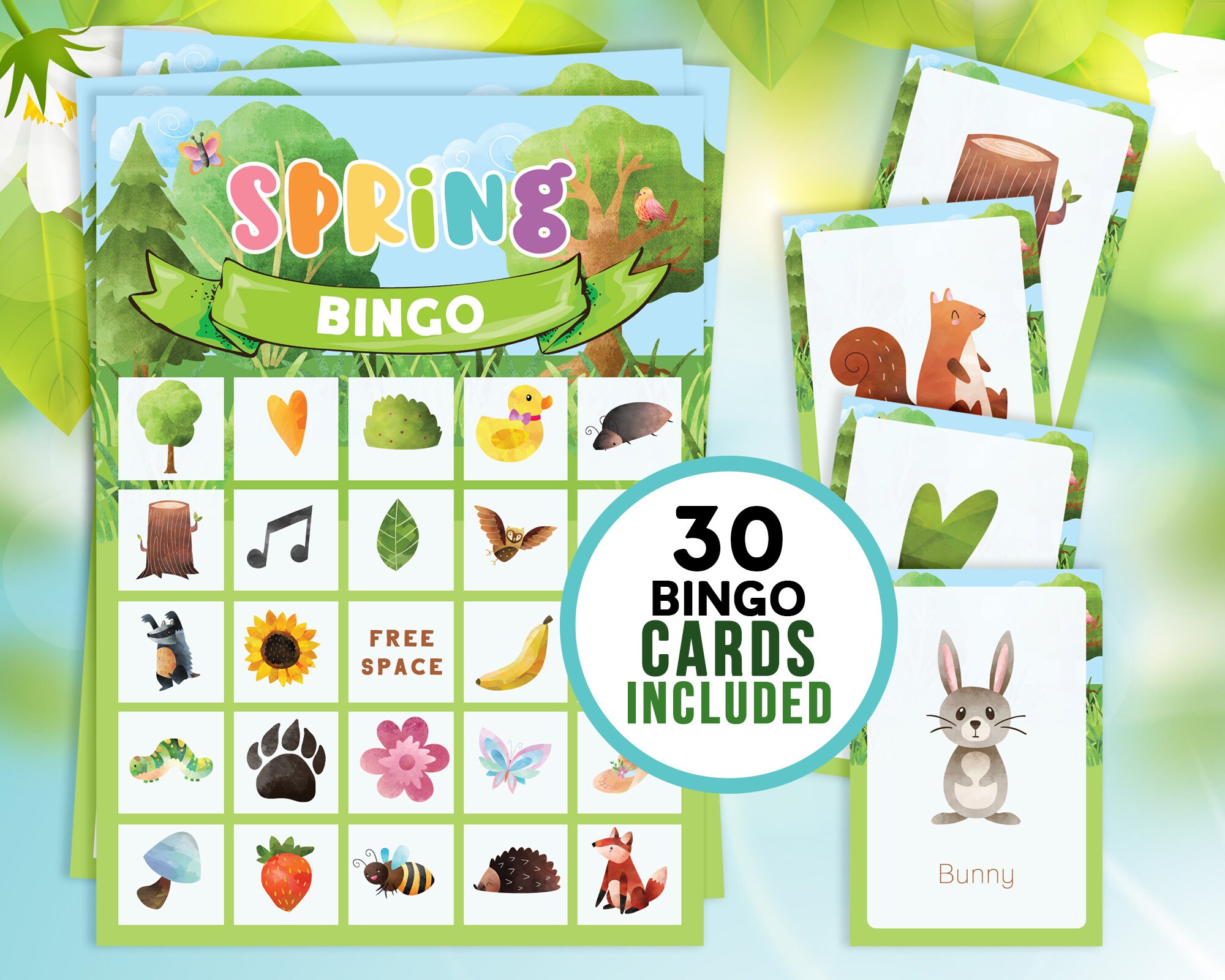 Fun Spring Kids Bingo Game Springtime Printable Picture - Etsy
